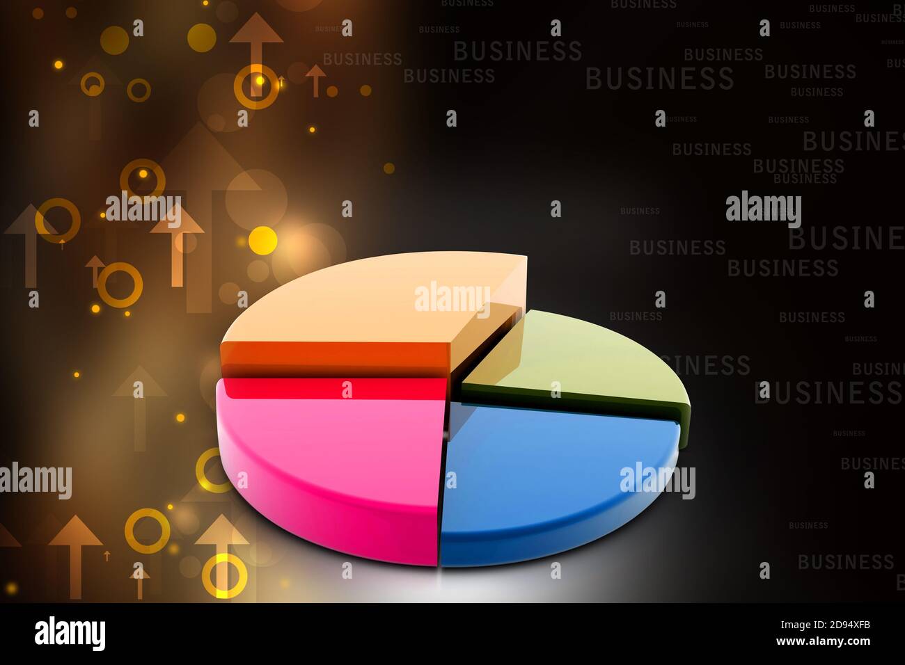3d multi use pie chart graph in color background Stock Photo - Alamy