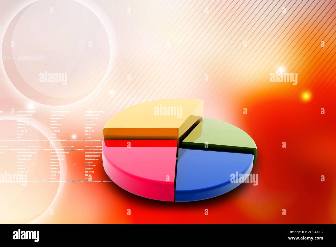 3d multi use pie chart graph in color background Stock Photo - Alamy