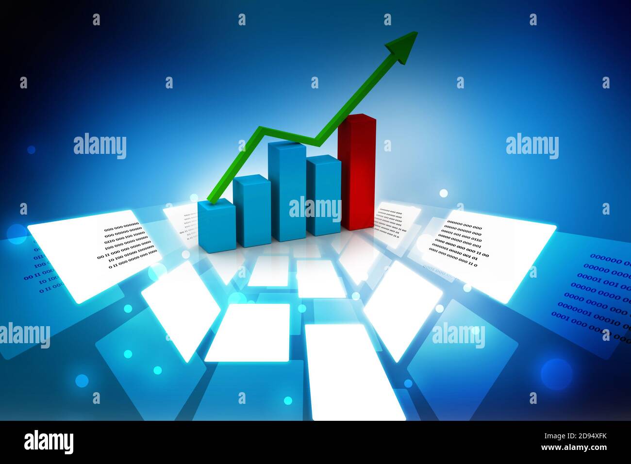 Digital illustration of business graph with arrow showing growth and ...