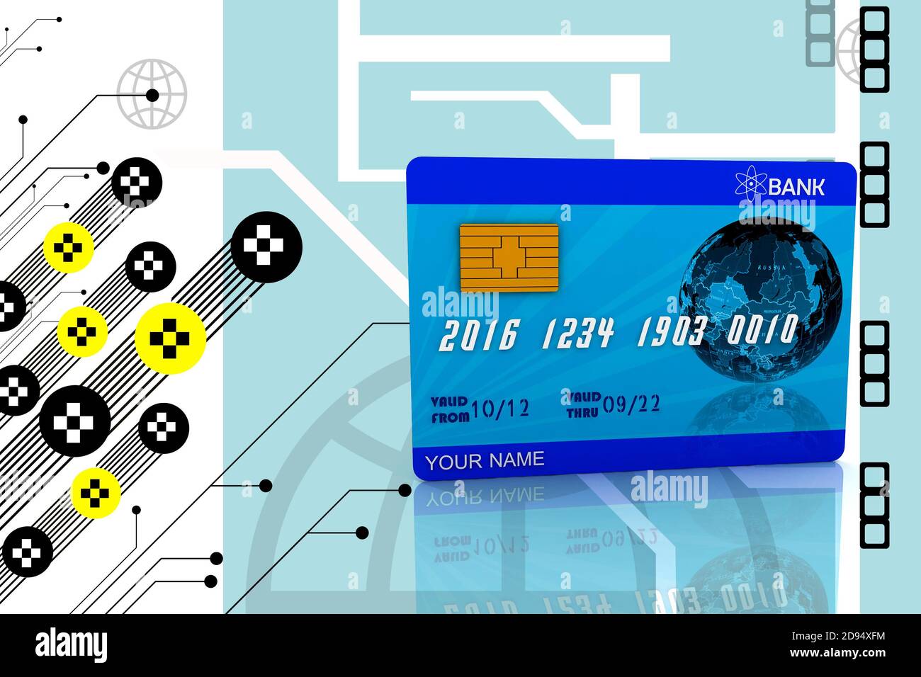 3d rendering of multi use ATM CARD in color background Stock Photo - Alamy