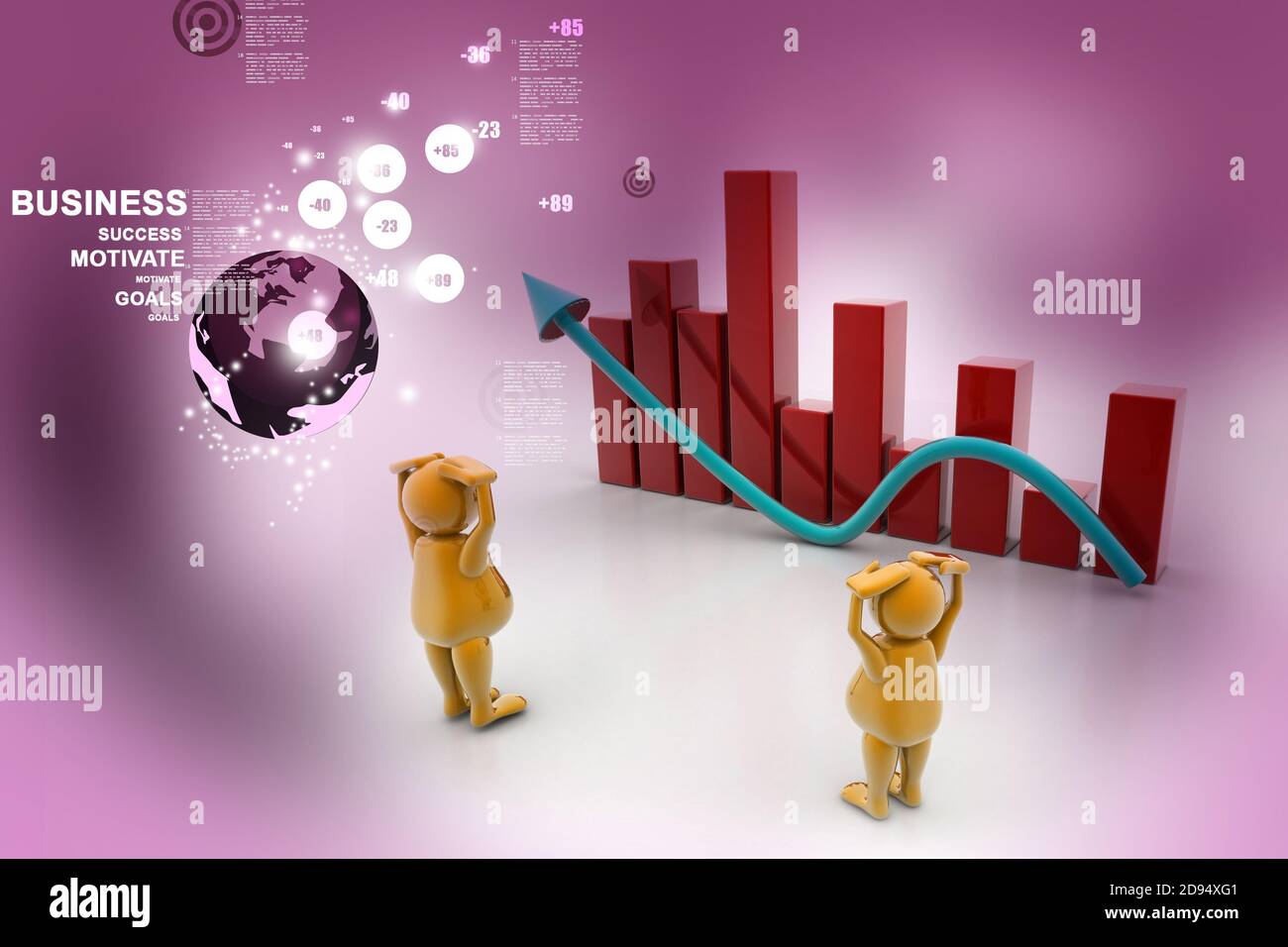 Digital illustration of business graph with arrow showing growth and ...