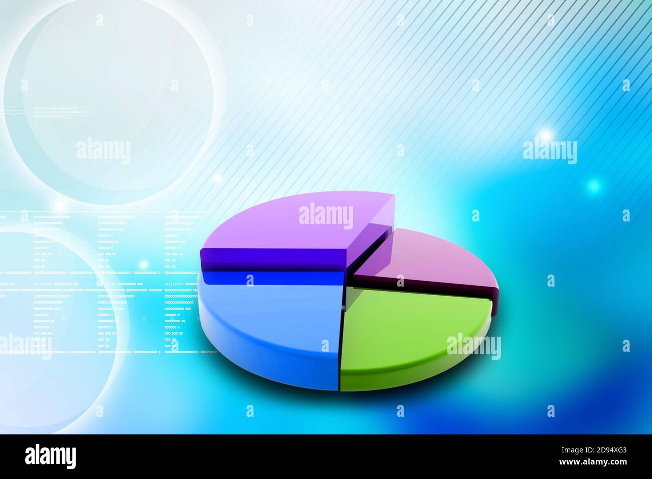 3d multi use pie chart graph in color background Stock Photo - Alamy