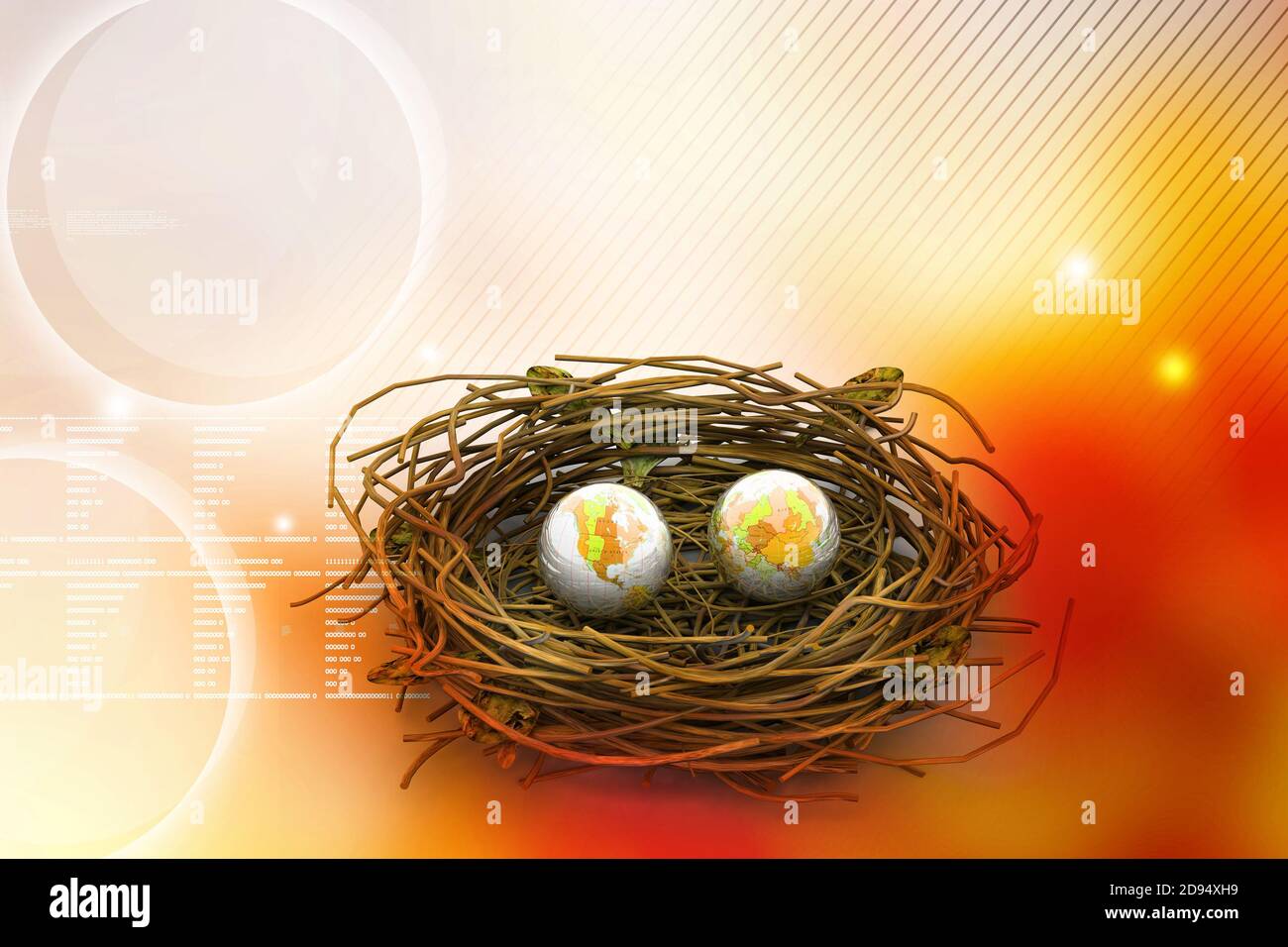 Two earths in being protected in a nest. Conceptual design Stock Photo ...