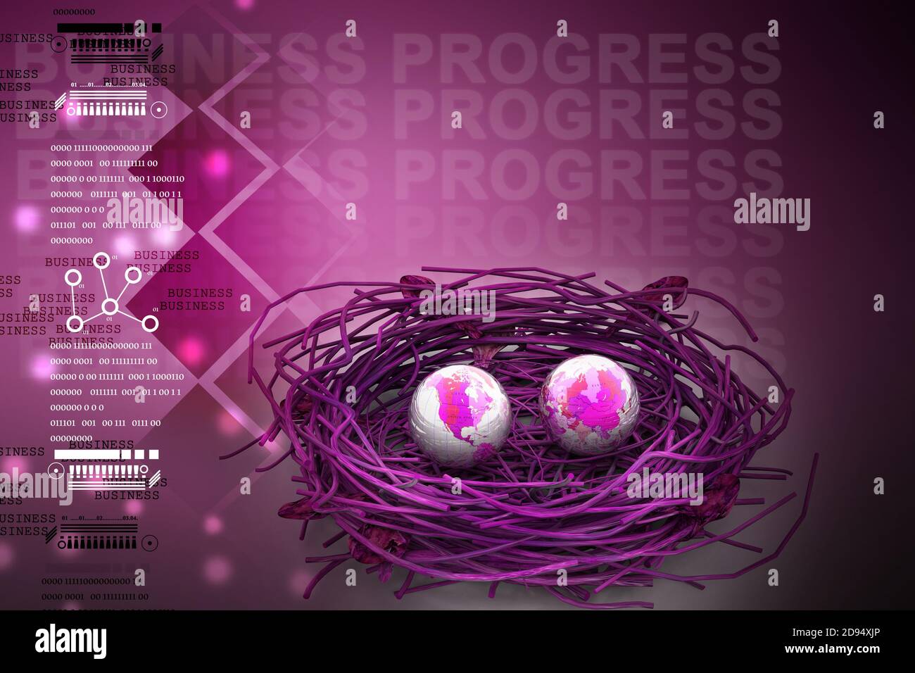 Two earths in being protected in a nest. Conceptual design Stock Photo ...