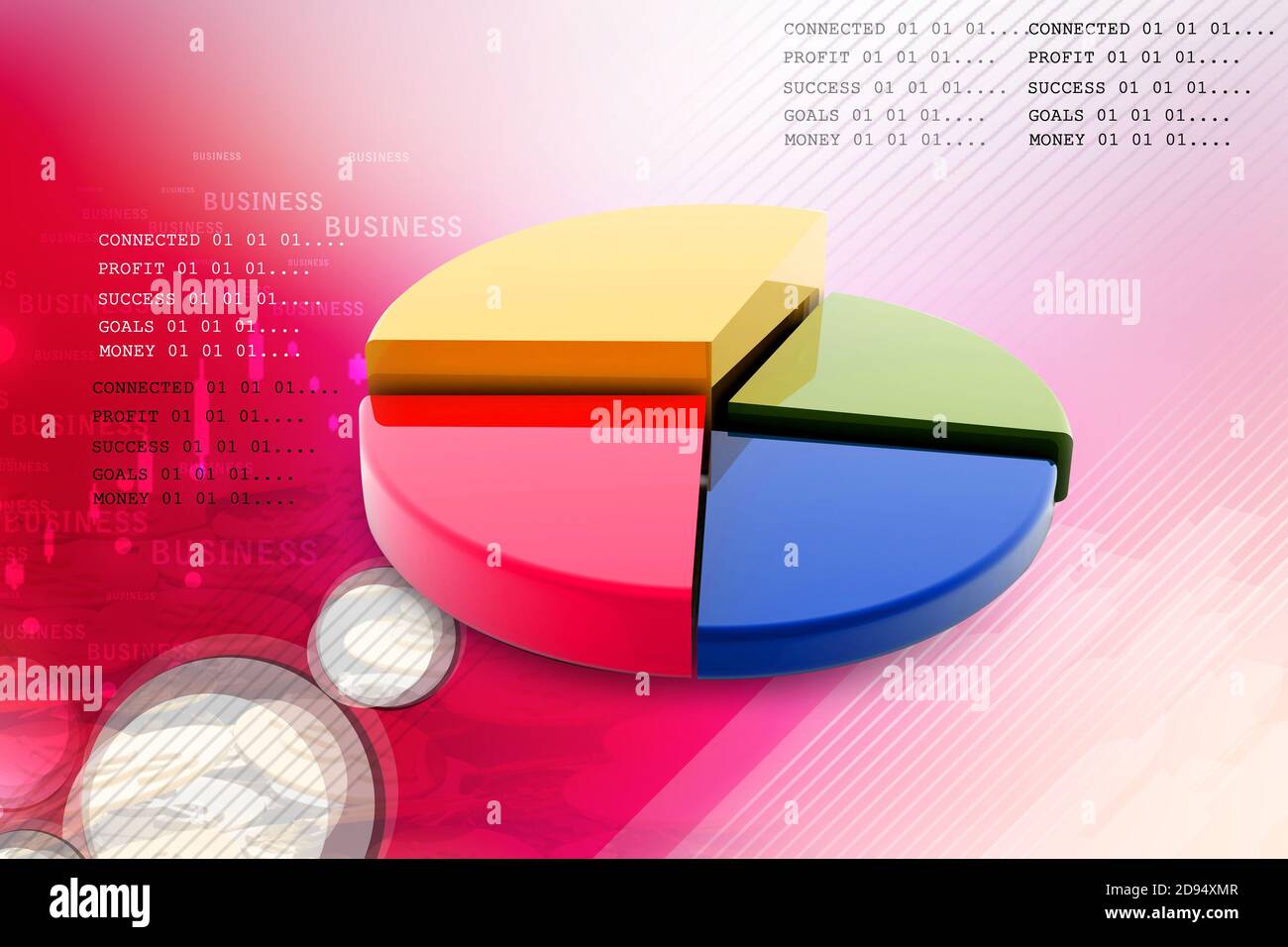 3d multi use pie chart graph in color background Stock Photo - Alamy