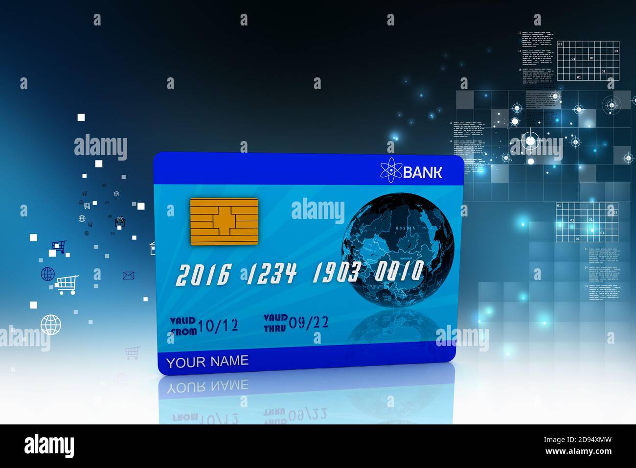 3d rendering of multi use ATM CARD in color background Stock Photo - Alamy