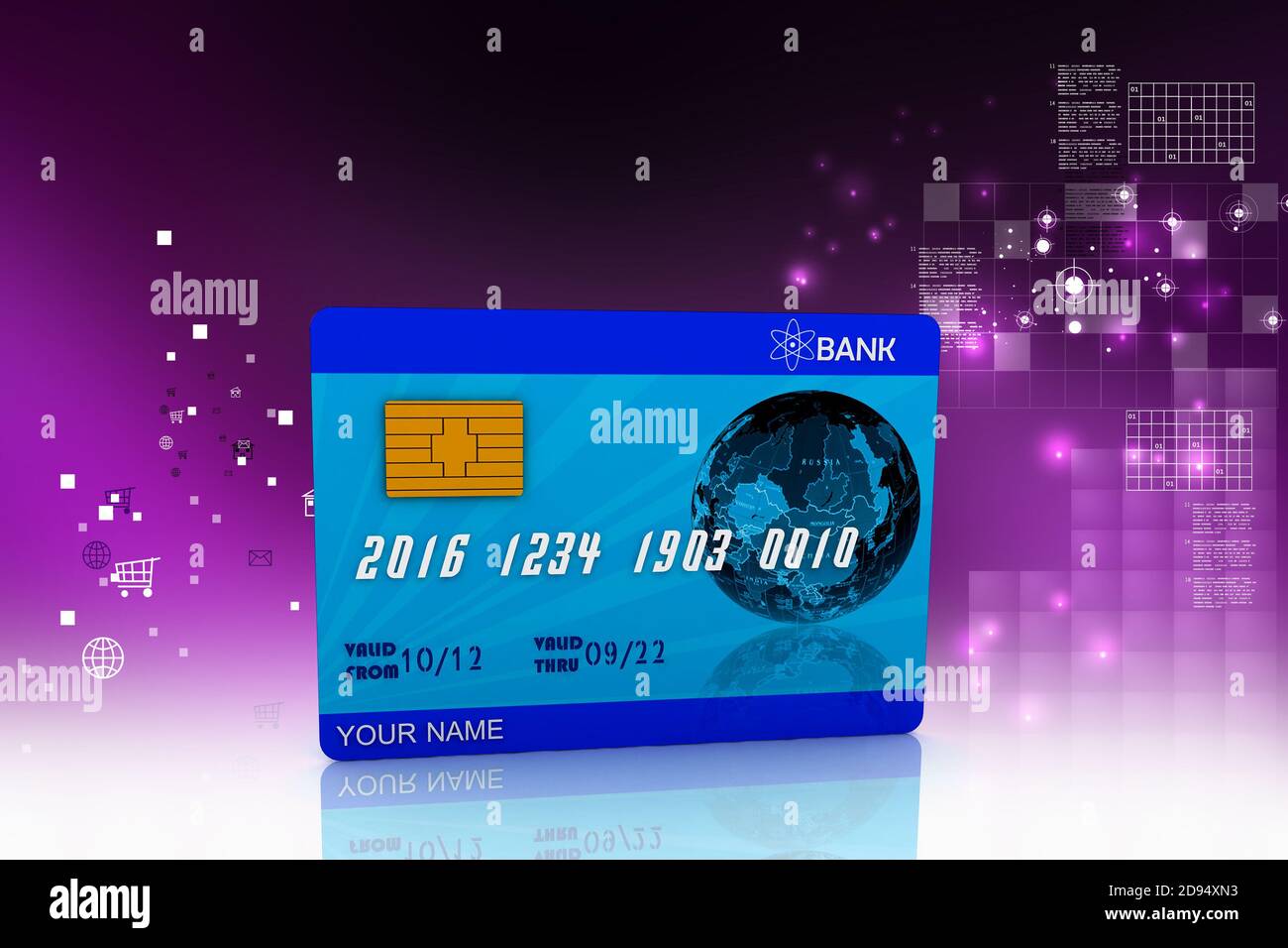 3d rendering of multi use ATM CARD in color background Stock Photo - Alamy