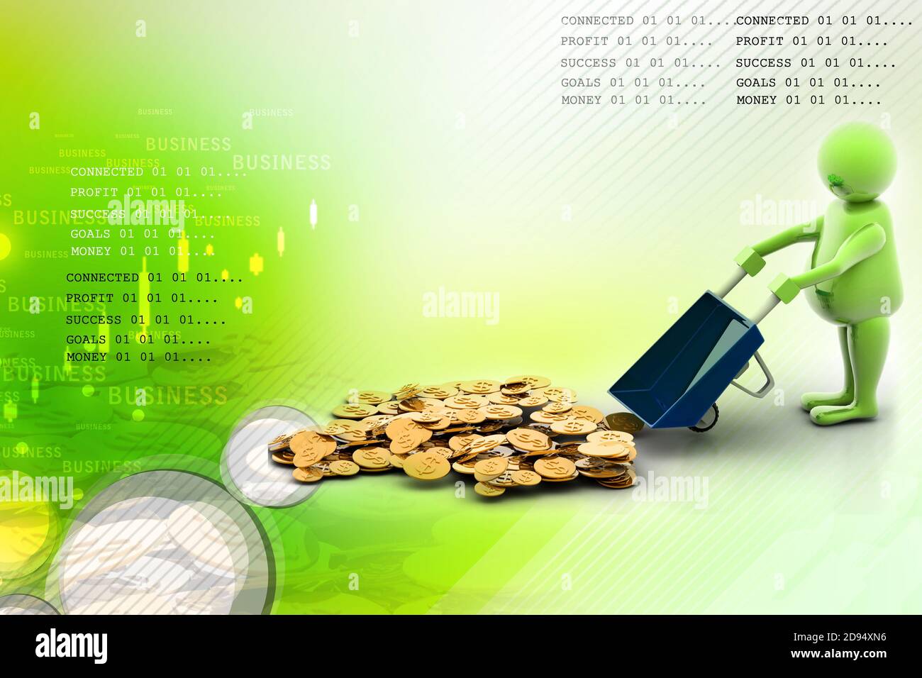 3d Multi Use Gold Coin In Wheelbarrow Business Growth And Profit Stock