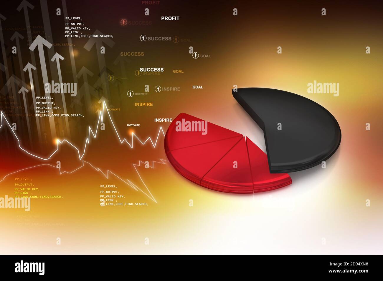 3d multi use pie chart graph in color background Stock Photo - Alamy