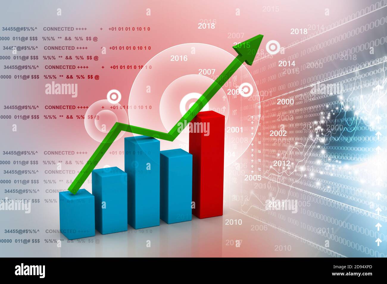 Digital illustration of business graph with arrow showing growth and ...