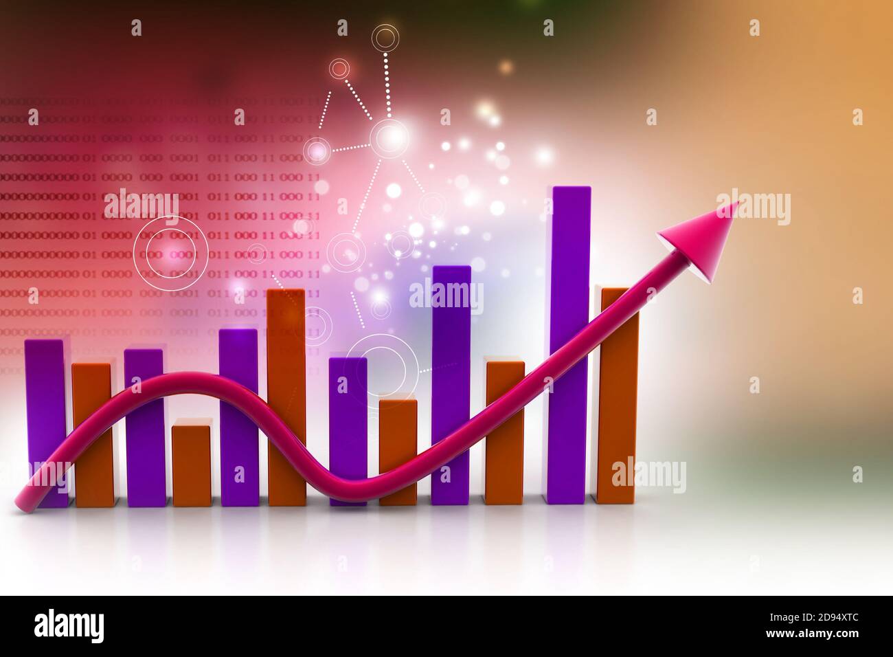 Digital illustration of business graph with arrow showing growth and ...