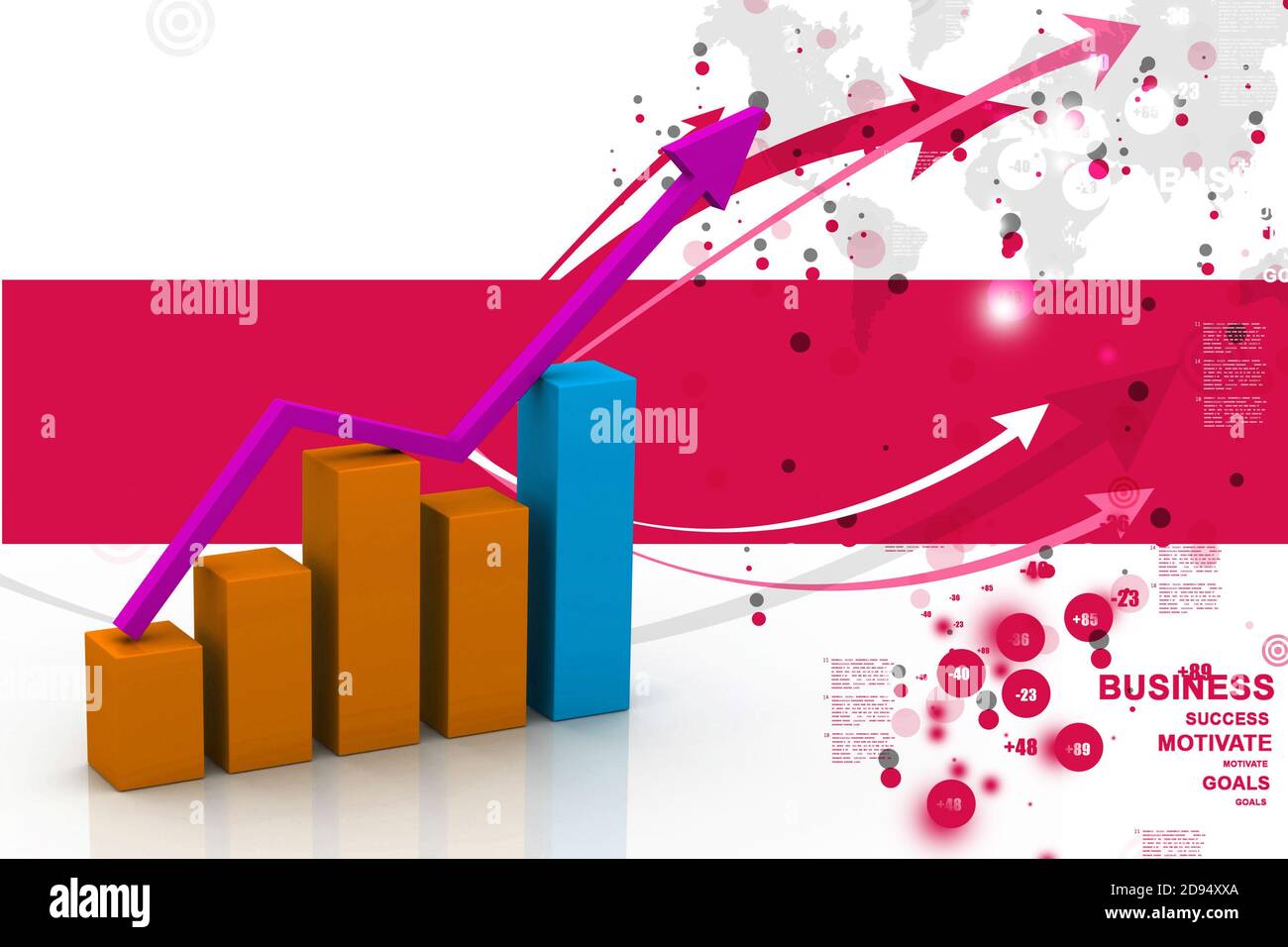 Digital illustration of business graph with arrow showing growth and ...