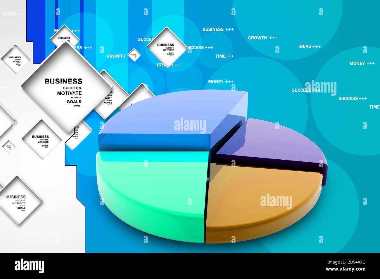 3d multi use pie chart graph in color background Stock Photo - Alamy