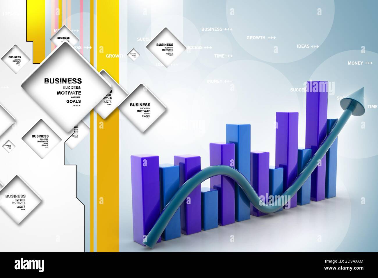 Digital illustration of business graph with arrow showing growth and ...