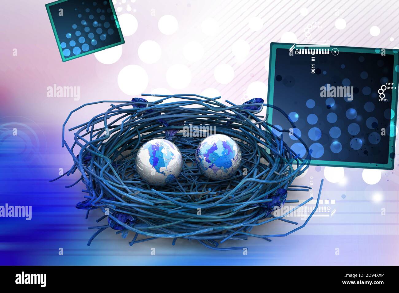 Two earths in being protected in a nest. Conceptual design Stock Photo ...