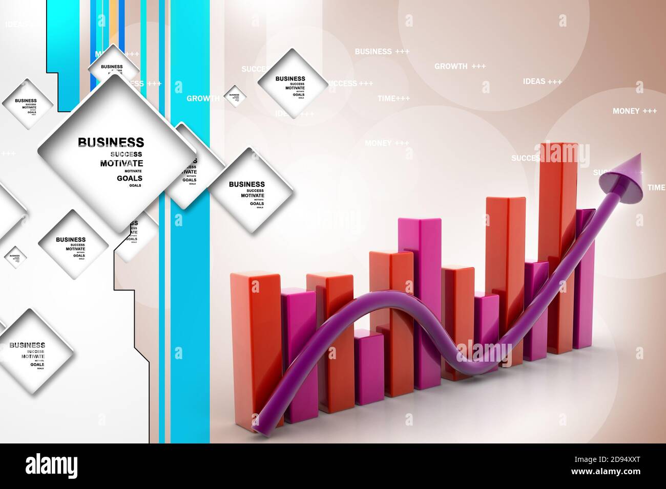 Digital illustration of business graph with arrow showing growth and ...