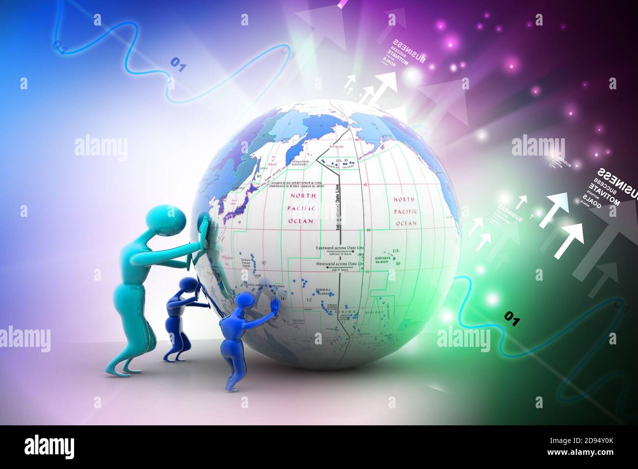 The strong persons push earth. Teamwork Business concept Stock Photo ...