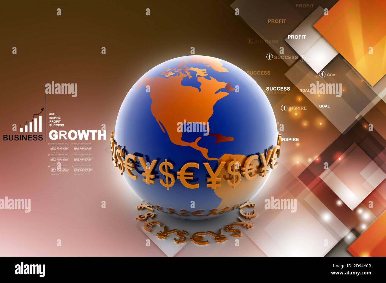 3d illustration of World and currency in color background Stock Photo ...