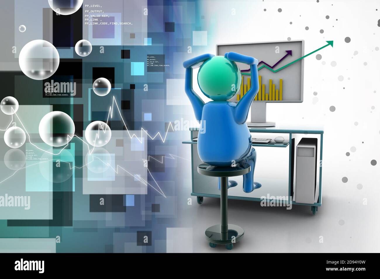 Business graph on the monitor. New business growth concept Stock Photo ...