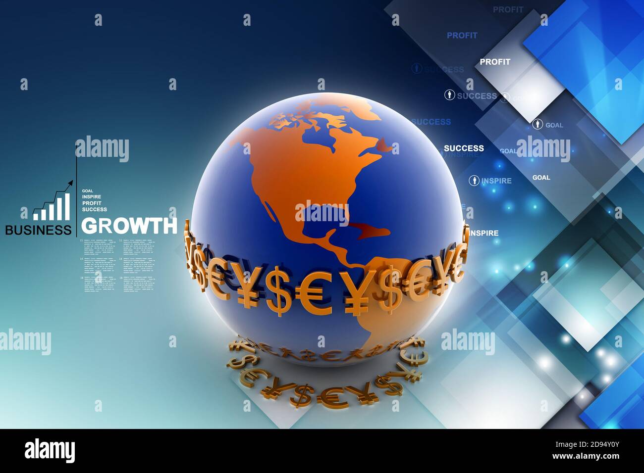 3d illustration of World and currency in color background Stock Photo ...