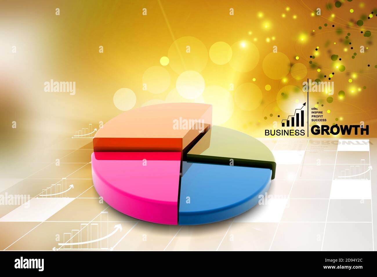 3d multi use pie chart graph in color background Stock Photo - Alamy
