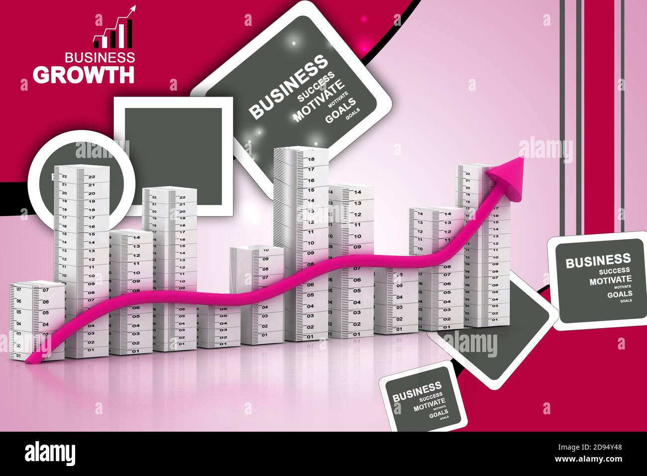 Digital illustration of business graph with arrow showing growth and ...