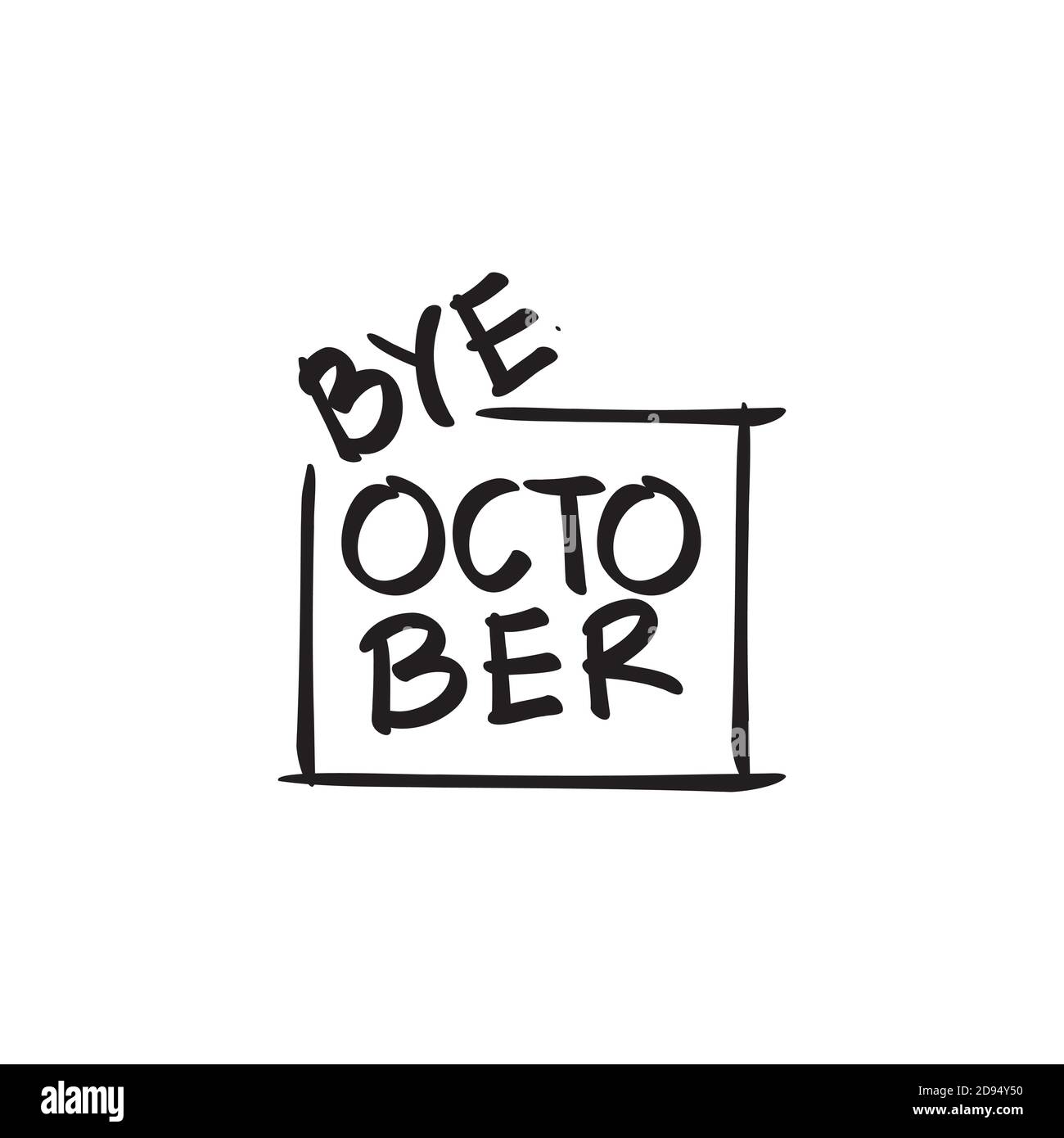 Bye October. Autumn season banner. Poster, card design with inscription ...