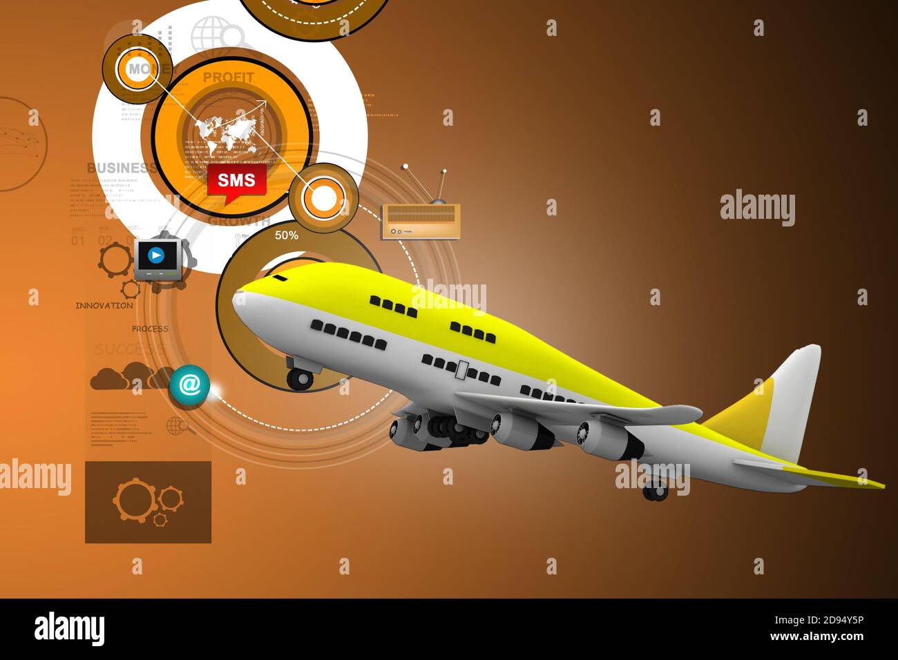 3d multi use air plane in color background Stock Photo - Alamy