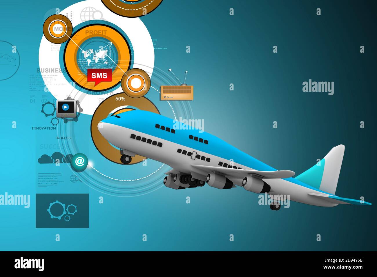 3d multi use air plane in color background Stock Photo - Alamy