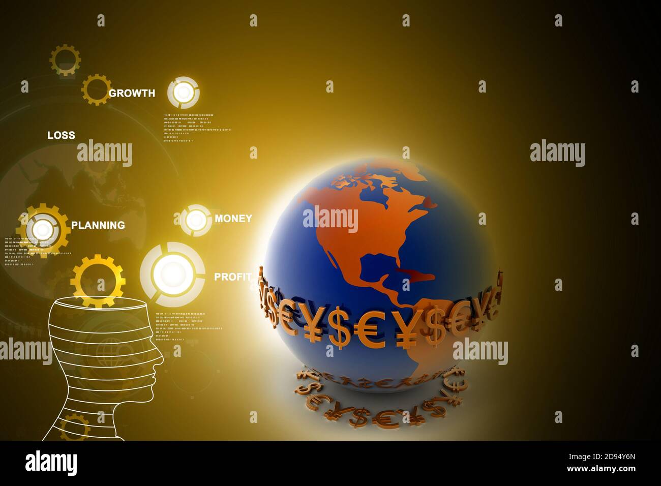 3d illustration of World and currency in color background Stock Photo ...