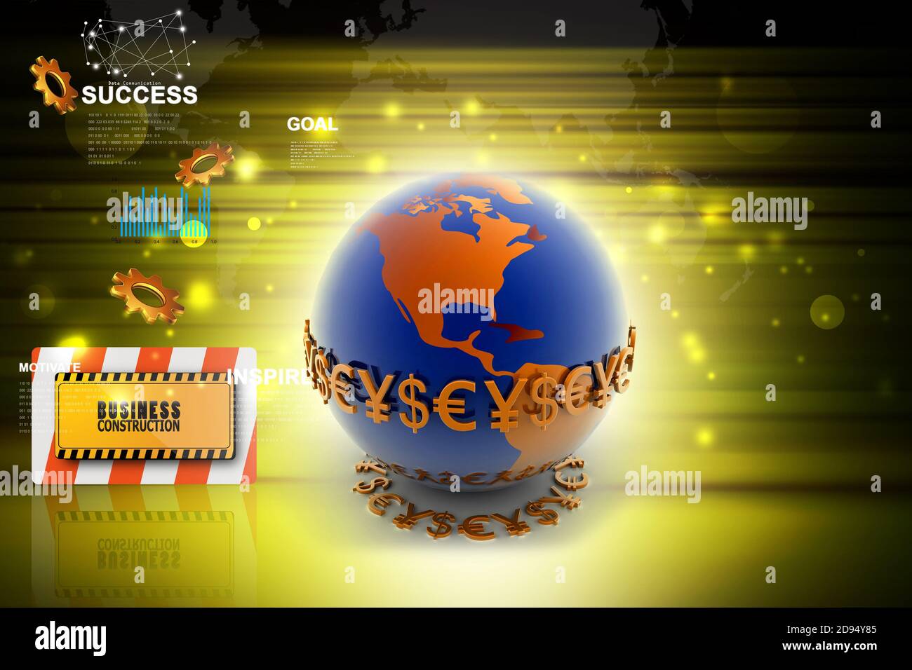 3d illustration of World and currency in color background Stock Photo ...