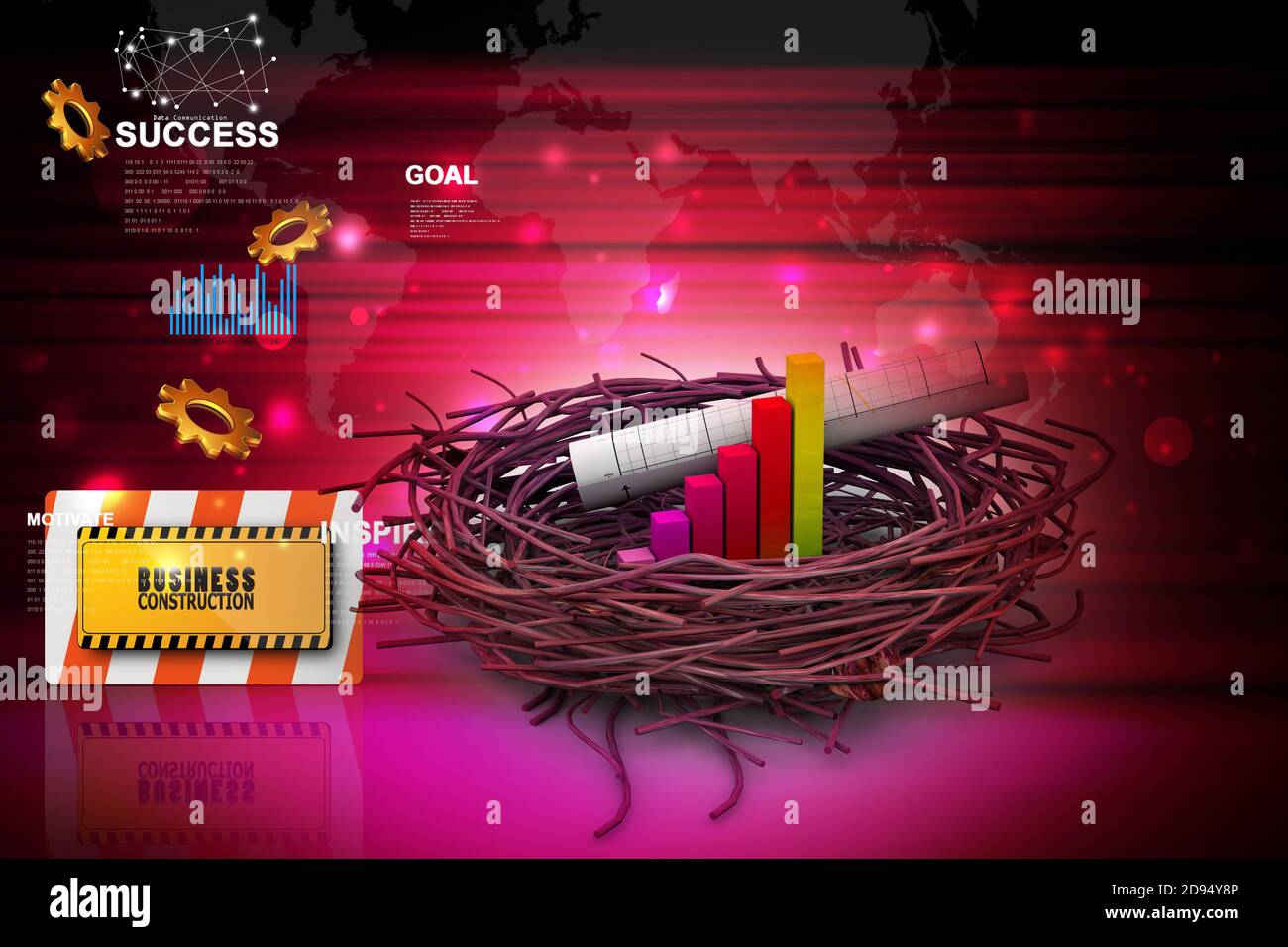 graph in being protected in a nest. Conceptual design Stock Photo - Alamy