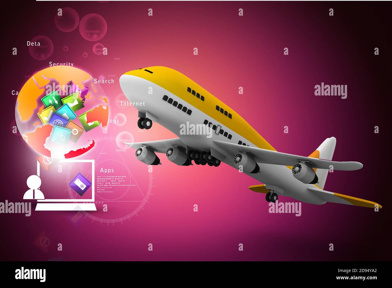 3d multi use air plane in color background Stock Photo - Alamy