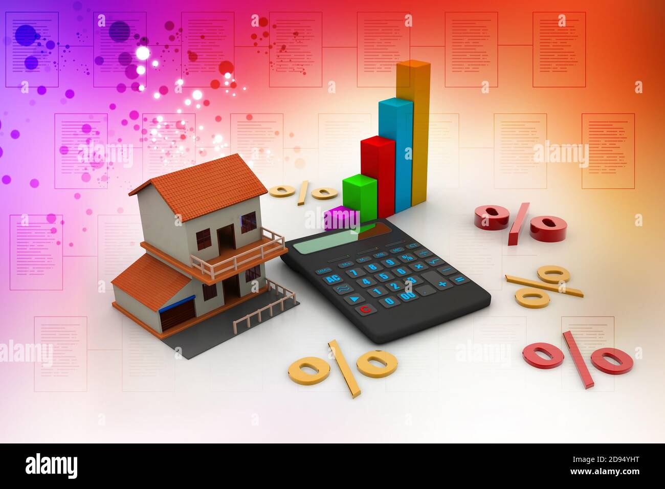Business Graph With Upward diagram and calculator Stock Photo - Alamy