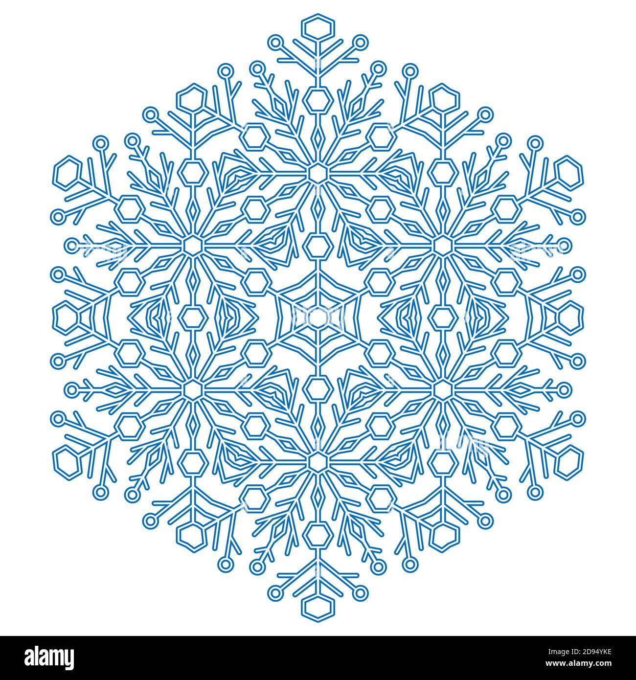 Pretty Round Blue Snowflake Stock Photo - Alamy