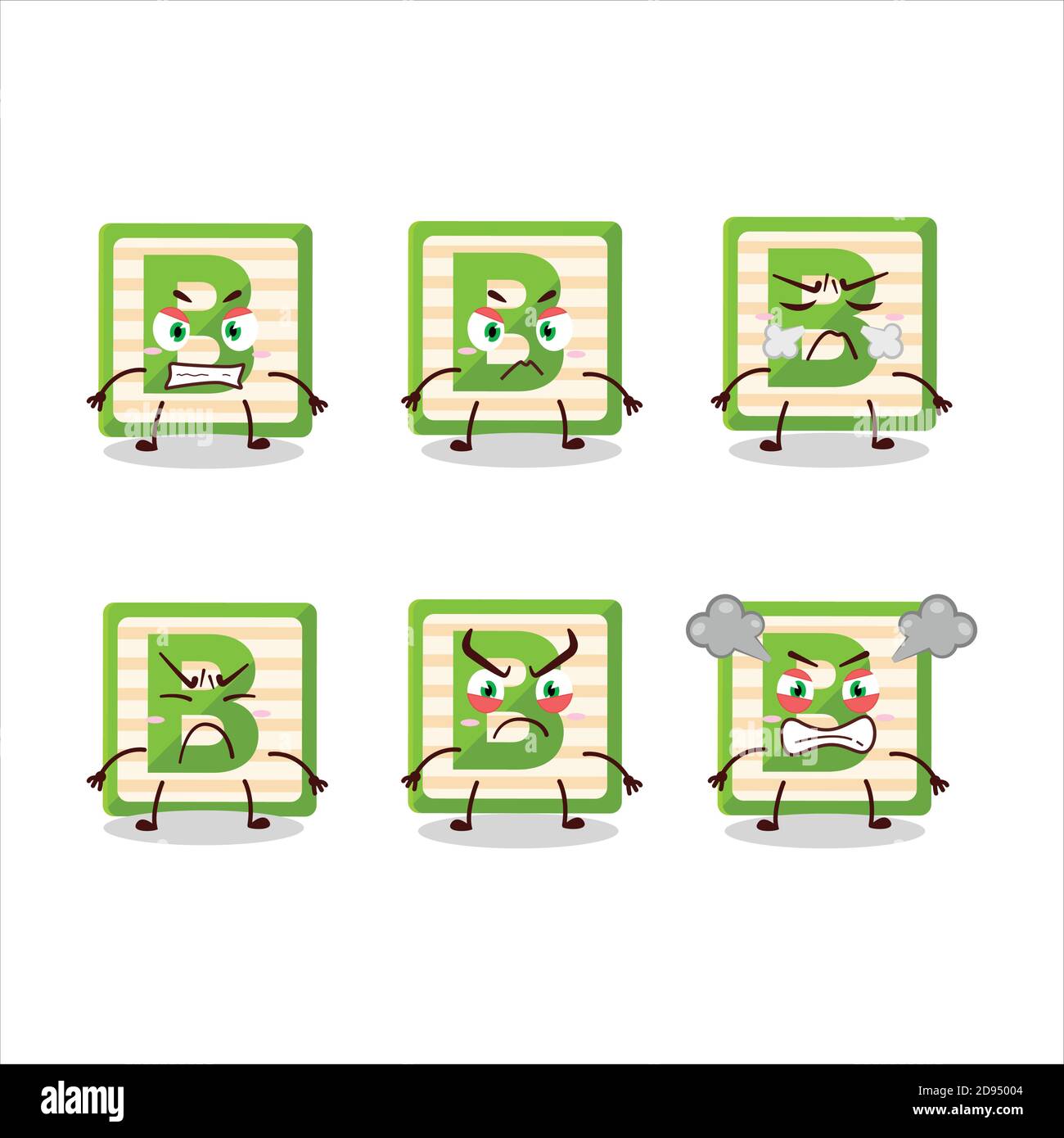 Toy block B cartoon character with various angry expressions Stock ...