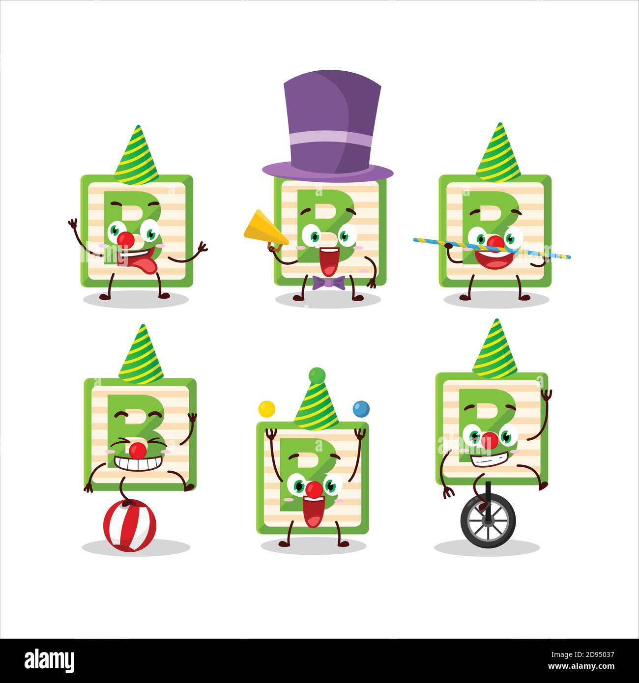 Cartoon character of toy block B with various circus shows Stock Vector ...
