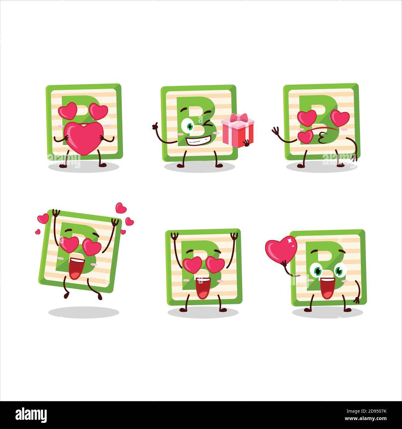 Toy block B cartoon character with love cute emoticon Stock Vector ...