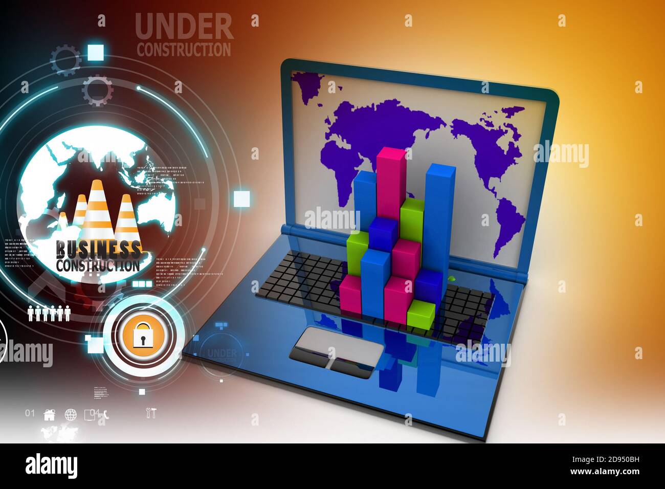 Graph in computer Stock Photo - Alamy