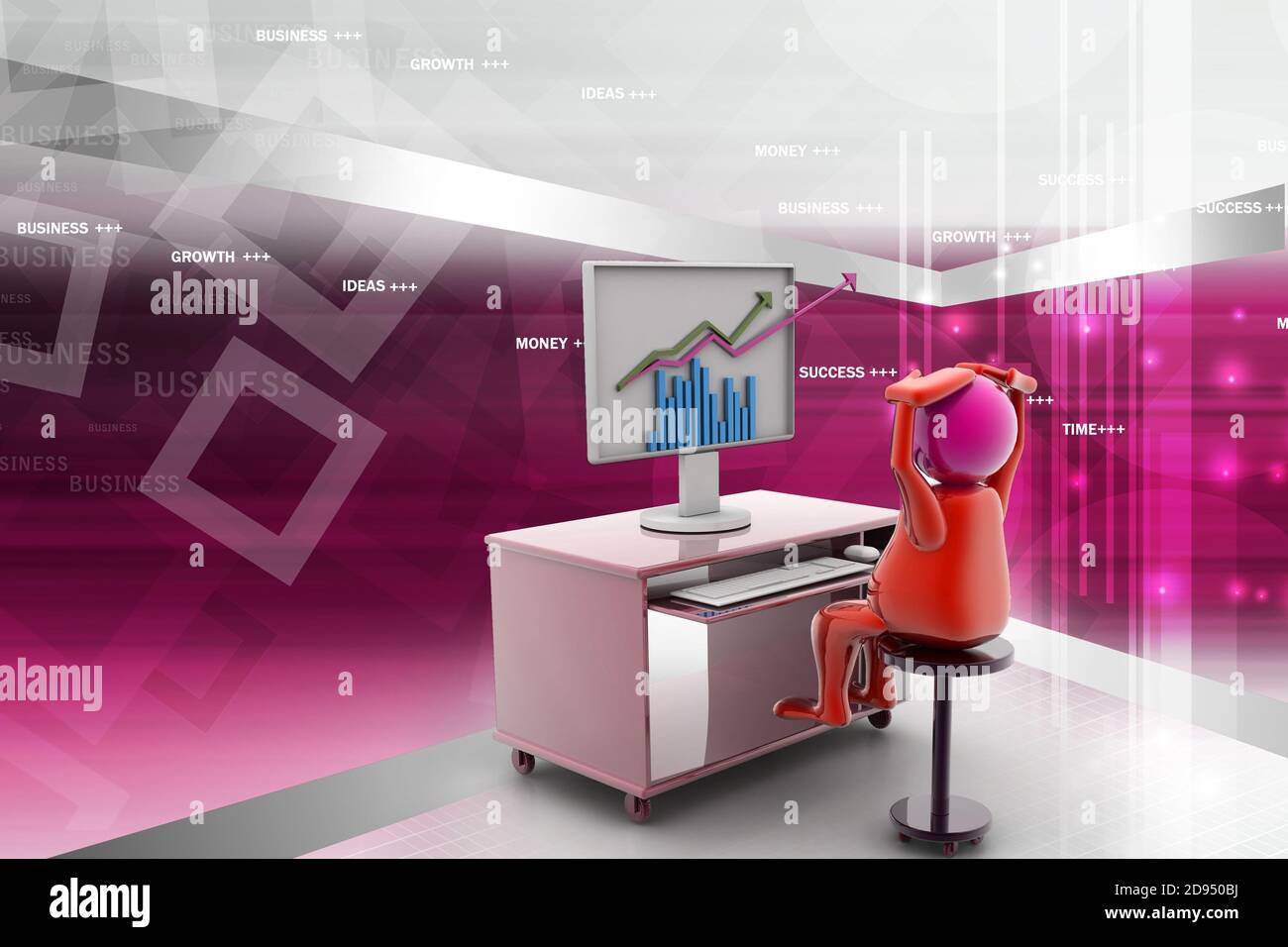 Business graph on the monitor. New business growth concept Stock Photo ...