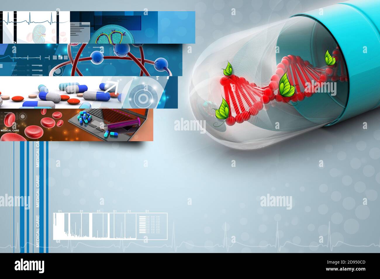 3d illustration of DNA inside the capsule Stock Photo - Alamy