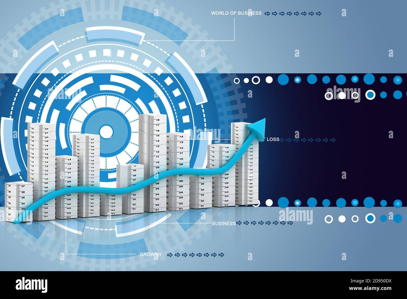 3d multi use business graph in colour background Stock Photo - Alamy