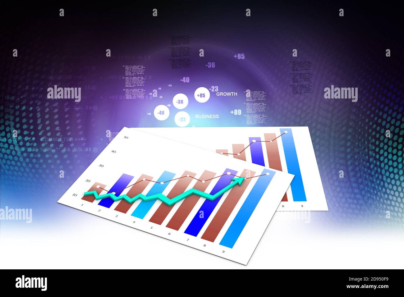 Business graph with report Stock Photo - Alamy