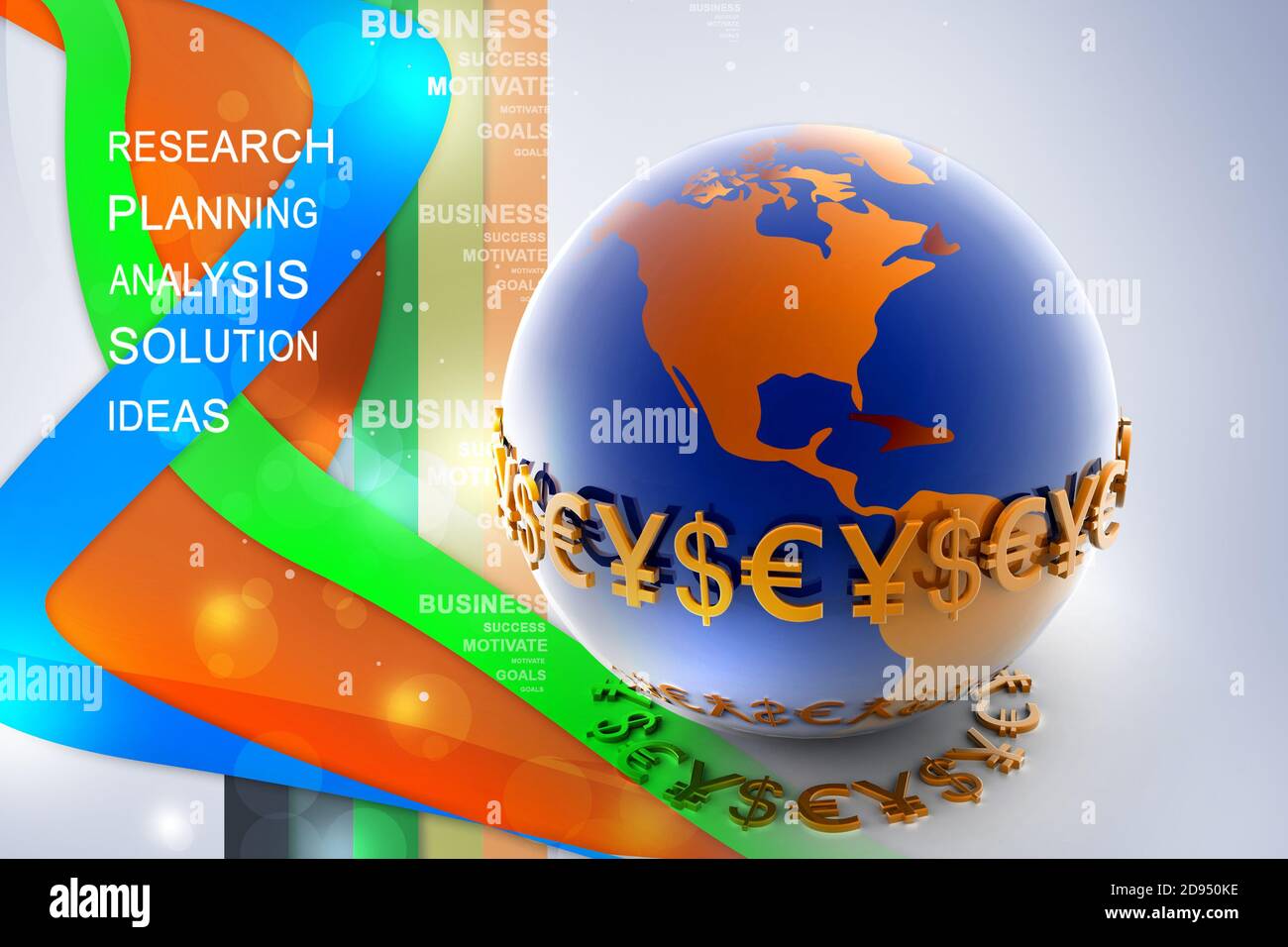 3d illustration of World and currency in white background Stock Photo ...