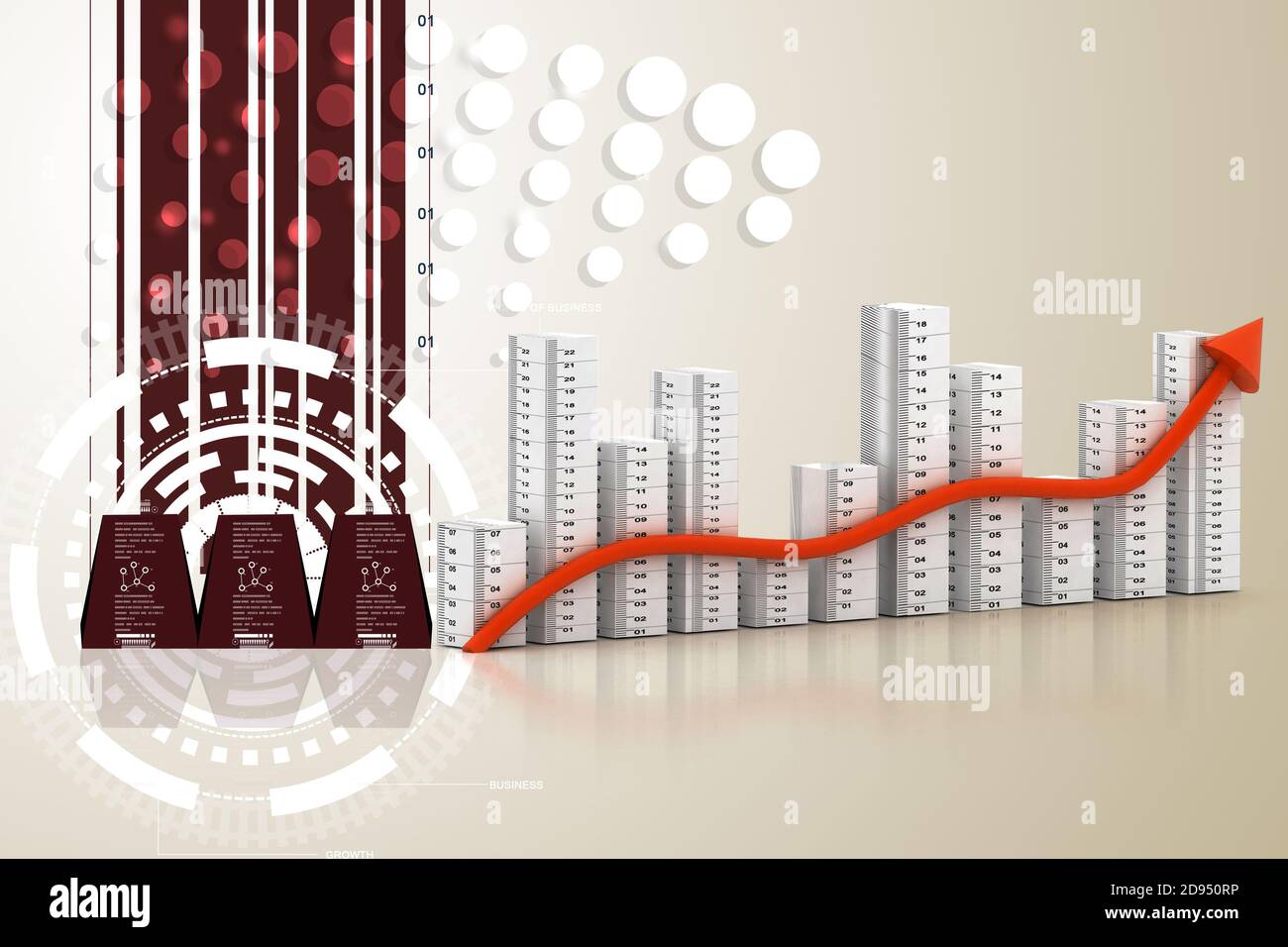 3d multi use business graph in white background Stock Photo - Alamy