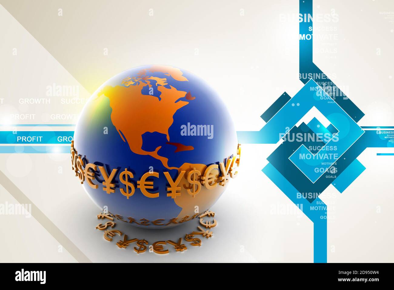 3d illustration of World and currency in white background Stock Photo ...