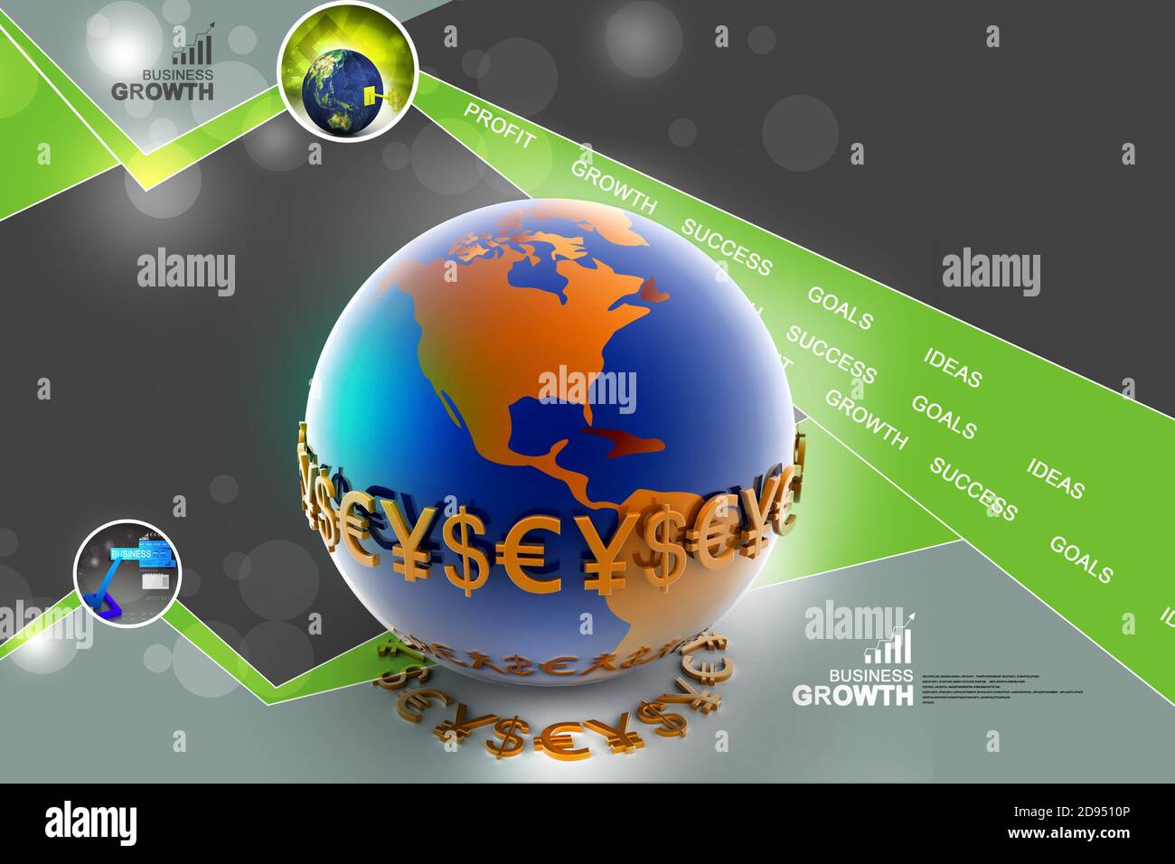 3d illustration of World and currency in white background Stock Photo ...