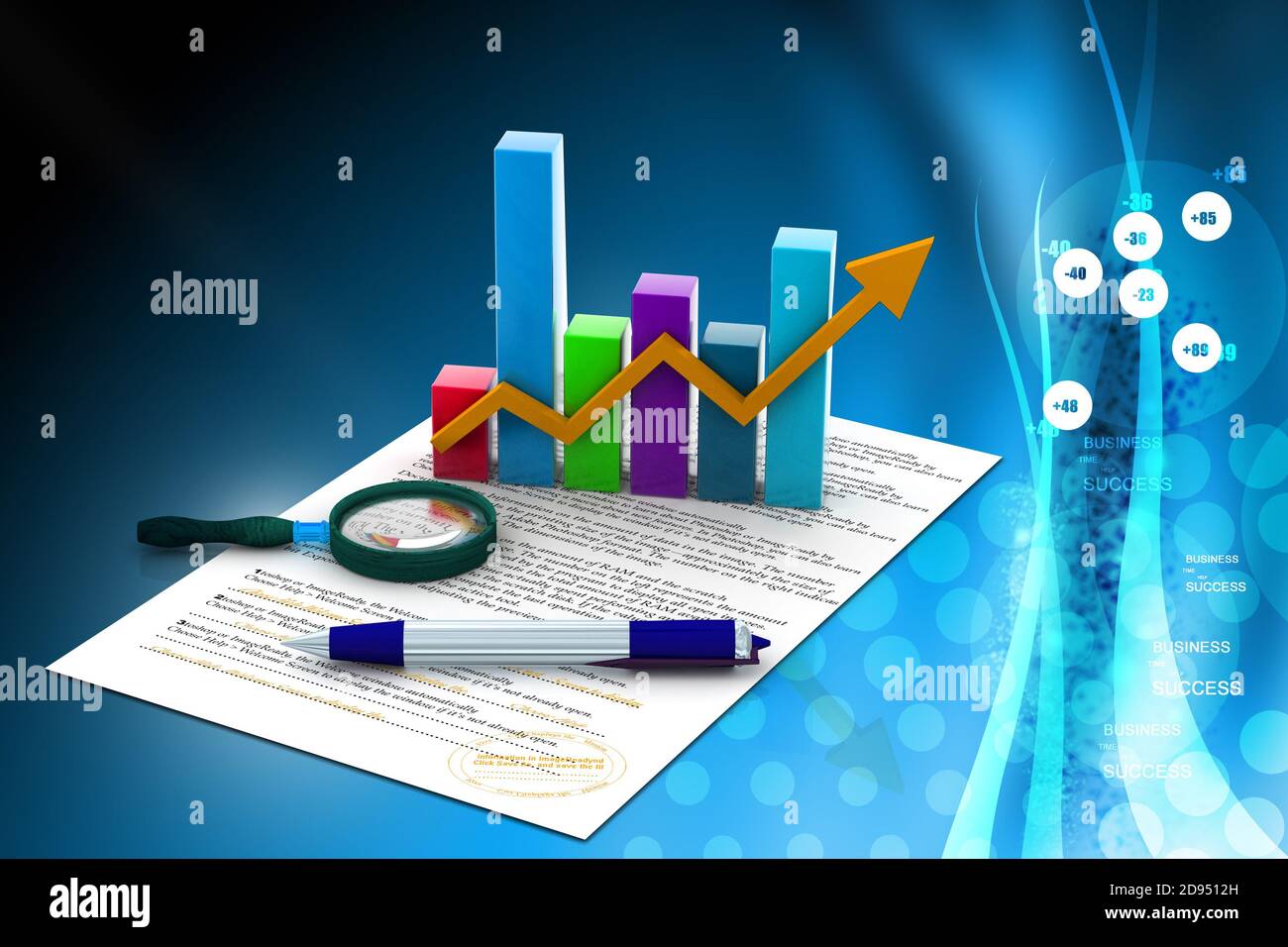 Business graph with report Stock Photo - Alamy