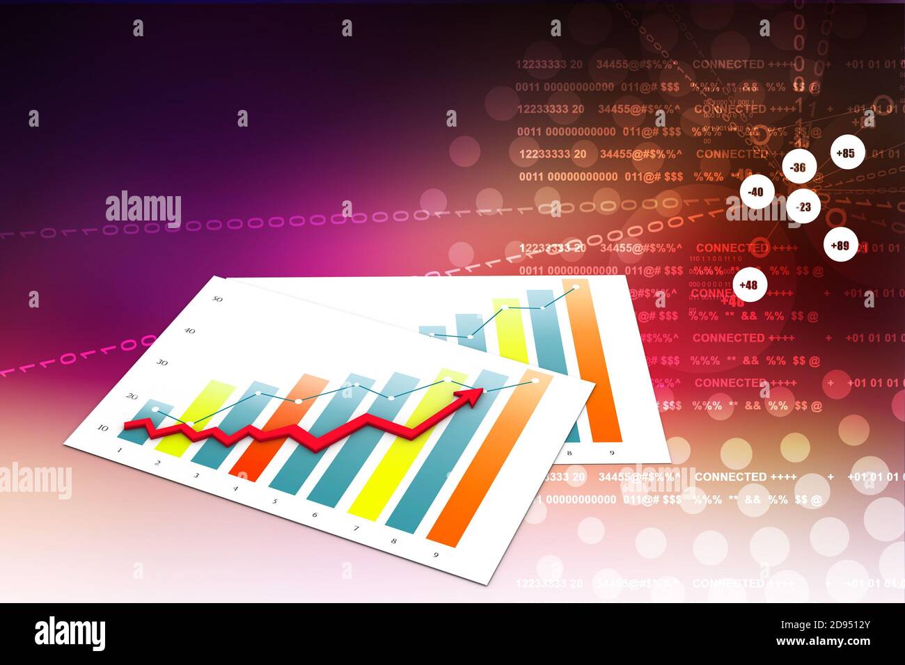 Business graph with report Stock Photo - Alamy