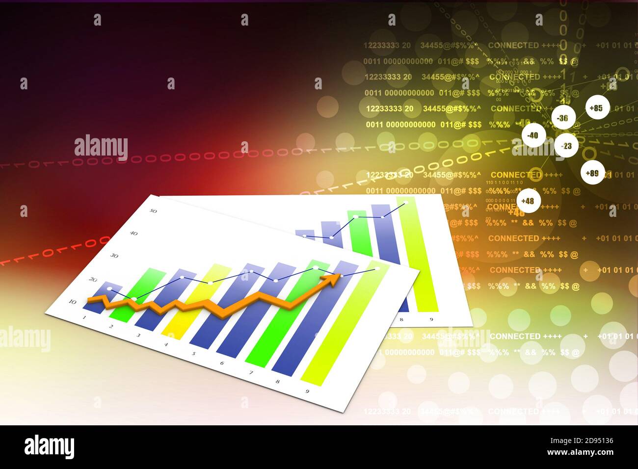 Business graph with report Stock Photo - Alamy
